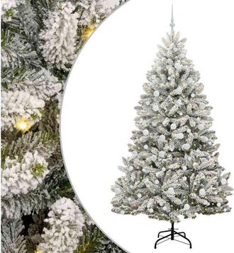 vidaXL K&uuml;nstlicher Weihnachtsbaum Gr&uuml;n und Wei&szlig; 210 cm PVC und Metall vidaXL