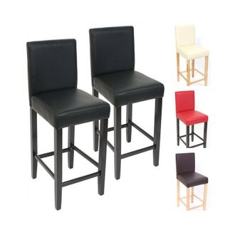Mendler Mendler - Lot de 2 tabourets de bar M37, simili-cuir mat, marron/pieds fonc&eacute;s