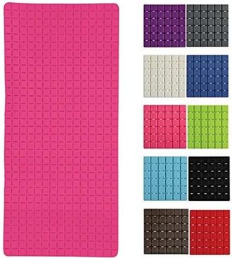 MSV Premium Duschmatte Badematte Badewannenmatte Badewanneneinlage antibakteriell rutschfest mit Saugnäpfen - Pink - ca. 36 x 76 cm - duftet nach Rosen - 