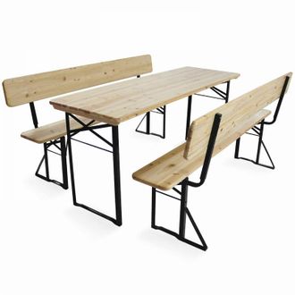 Oviala Set brasserie avec table 180 cm et bancs avec dossier