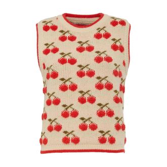 La DoubleJ Cherry Strick Gilet - - Knitwear - Damen - Beige - L