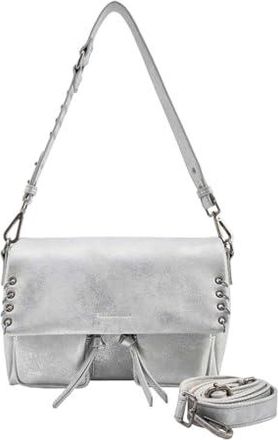 Fredsbruder Cuir sac &agrave; &eacute;paule bandouli&egrave;re Rebel At Heart Big Shoulderbag Silver argent&eacute;