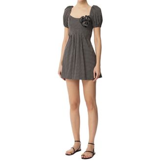 Elisabetta Franchi Baumwollkleid mit Punktemuster und gestickten Rosen - - Dresses - Damen - Schwarzk - L