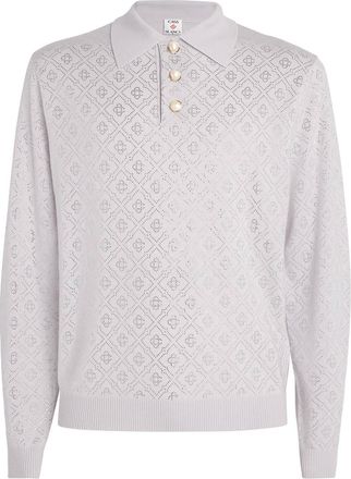 Casablanca Grey Merino Wool Polo Shirt Size M