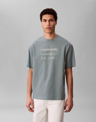 Calvin Klein Jeans T-shirt d&eacute;contract&eacute; &agrave; imprim&eacute; graphique - Vert d&eacute;lav&eacute;
