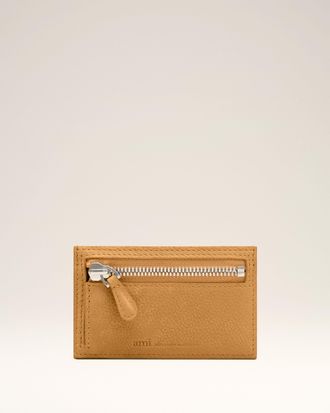 Ami Porte-Cartes Zipp&eacute; Carrousel Jaune en Cuir De Vache Miel - TU - Unisex