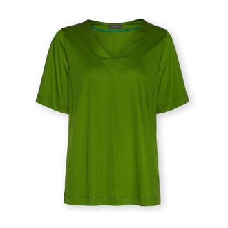 Elena Miro V-Ausschnitt Baumwoll-T-Shirt - - Tops - Damen - Gr&uuml;n - S