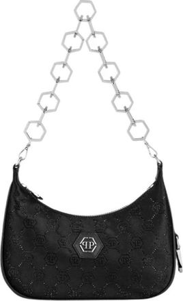 Philipp Plein Sac &agrave; bandouli&egrave;re en satin monogramm&eacute; - Femme - Sacs - Noir - Taille: ONE Size
