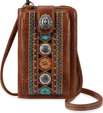 Montana West Kleine Crossbody Handy Geldb&ouml;rsen f&uuml;r Frauen Western Handy Geldb&ouml;rse Taschen Geldb&ouml;rsen und Handtaschen mit M&uuml;nzfach, Braun 114, Small