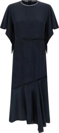 Fabiana Filippi Robe mi-longue &agrave; ourlet asym&eacute;trique - Femme - Robes - Bleu - Taille: 36 FR