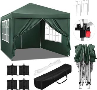 Woltu Tonnelle de Jardin 3x3m avec 4 Sacs de Sable Woltu Tente Pliante Auvent Pliable, Hauteur R&eacute;glable, Imperm&eacute;able Protection du Soleil uv 50+ avec Un