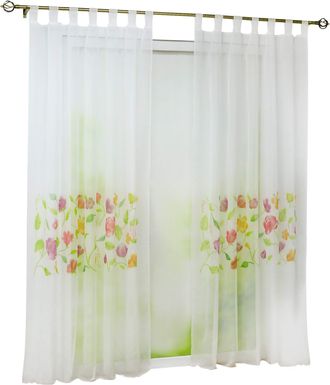 Joyswahl Voile Gardine halptransparenter Vorhang mit Blumen Muster »Emilie« Schals Fenster Vorhänge BxH 150x260cm mit Schlaufen 1er Pack