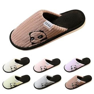 Generic Pantoufles à enfiler en peluche chaude en forme de panda mignon pour femme - Chaussons doux et confortables en mousse à mémoire de forme - Antidérapan