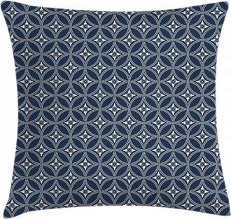 Abakuhaus Geometrisch Kissenbezug, Japanischer Lotus Kreis, Digitaldruck Waschbar Farbfester Kopfkissenh&uuml;lle Rei&szlig;verschlu&szlig; Beidseitiger Druck, 60 x 60 cm, Dunke