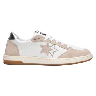 2Star Wei&szlig;e Ledersneaker mit beigen Wildlederdetails - - Shoes - Damen - Mehrfarbig - 40 EU