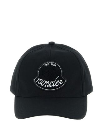 Moncler Caps & M&uuml;tzen - Structured Black Cotton Cap With Embroidered Patch - Gr. ONE SIZE - in Schwarz - f&uuml;r Damen