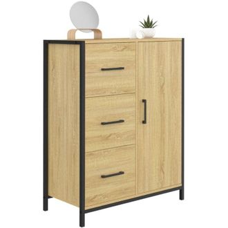 IDMarket Badezimmerkommode DETROIT 3 Schubladen 1 Schrank Industriedesign