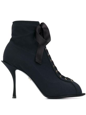 Dolce & Gabbana bottines &agrave; bout ouvert - Noir