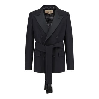 Valentino Blazer aus Schurwolle mit G&uuml;rtel - - Jackets - Herren - Schwarzk - L