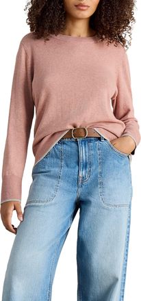 White Stuff Katie Pullover - Langarm, Rundhalsausschnitt, Klassische Passform aus Einem Baumwoll-Woll-Mix - Altrosa - Gr&ouml;&szlig;e 46