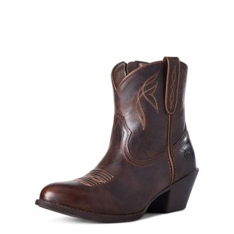 Ariat Womens Darlin Western Boots in Sassy Brown Leather, B Medium Width, Size 37.5, by Ariat