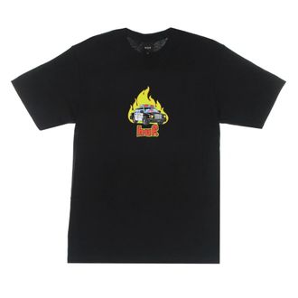 HUF Huf, Homme, Tops, Noir, Taille: S Tee Noir avec Impression R&ocirc;tie