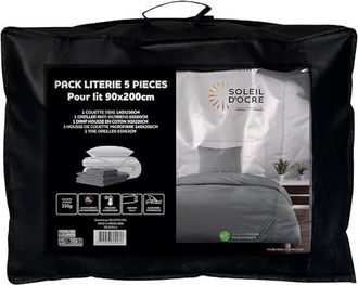 Soleil d'Ocre Bettwäsche-Set, 5-teilig, Boheme, Grau, für Betten mit 90 x 200 cm