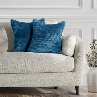 Decoking 58381 2tlg 2 Kissenbez&uuml;ge 45x45 cm Mikrofaser Rei&szlig;verschluss Fleece Kissenh&uuml;llen Indigo blau Henry