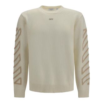 Off-white Diagonal Arrow Fuzzy Knit Crewneck - - Knitwear - Herren - Beige - S