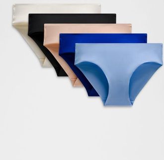 lululemon InvisiWear Bikini-Unterw&auml;sche mit mittelhohem Bund 5er-Pack f&uuml;r Frauen - Gr&ouml;&szlig;e 2XL in Black/Light Ivory/Misty Shell