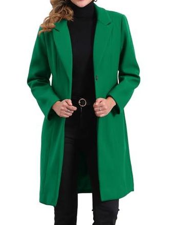 Allegra K Manteau &agrave; Revers Crant&eacute; Femmes &Eacute;l&eacute;gant avec Poches Boutons Manteaux dHiver &agrave; Manches Longues Caban dAffaires Vert XL