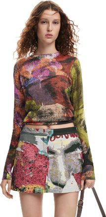 Desigual Womens Woman Woven Short Skirt, Material FINISHES, Small