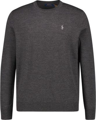 Polo Ralph Lauren Herren Pullover grau Merinowolle unifarben