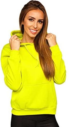 BOLF Femme Sweat-Shirt a Capuche Hoodie Sweat Manches Longues Temps Libre Sport Fitness Outdoor Basic Casual Style W02B Vert Citron L [A1A]