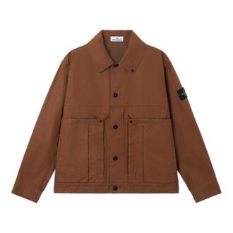Stone Island Homme, Vestes, Brun, Taille: L Veste &agrave; Patchs Boutonn&eacute;s