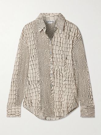 Acne Studios Oberteil Aus Stretch-mesh Mit Trompe-loeil-print - Ecru