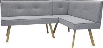 Byliving Eckbank Ottawa, Langer Schenkel Links, hellgrau, Eiche Natur, umlaufender Keder und Zierkn&ouml;pfe, Sitzbank, Eckbank, Ma&szlig;e: 183 x 129, H 88, T 56 cm