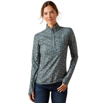 Ariat Womens Lowell 3.0 1/4 Zip Baselayer Top Long Sleeve in Flower Ditsy, Size X-Large, by Ariat