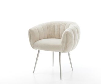 DELIFE Esszimmerstuhl Jada-Flex Pl&uuml;sch Creme-Wei&szlig; 4-Fu&szlig; konisch Edelstahl Taschenfederkern, Esszimmerst&uuml;hle