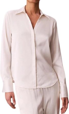 Calvin Klein Femme, Blouses et Chemises, Blanc, Taille: 38 FR Hammered Satin Fitted Shirt