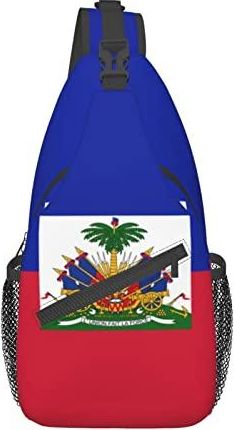 Generic Sac De Poitrine Drapeau DHa&iuml;ti Petit Sac &Agrave; Bandouli&egrave;re Moderne Avec Bretelles R&eacute;glables Sacoche Homme, Pour Voyage, Escalade, Outdoor
