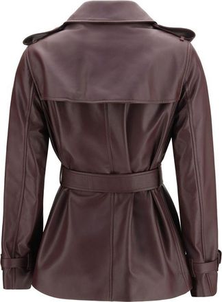 Burberry Calf Leather Trench Coat - Brown