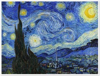 Posterlounge Sternennacht Poster von Vincent van Gogh 70 x 50 cm Blau Wandbilder Wanddeko