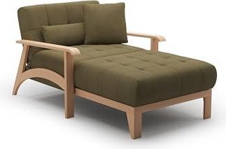 Cavadore Cavadore Longchair Billan / Freistehende Recamiere im skandinavischen Design mit Bett und massivem Holzgestell in Buche / 109 x 88 x 185 / Mehrfarbige