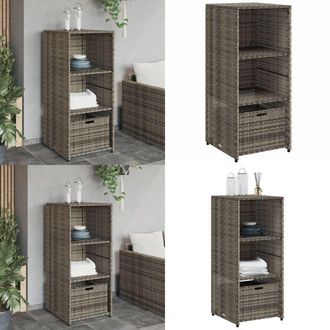 vidaXL Gartenschrank Grau 50x55x115 cm Poly Rattan - Outdoor-Schrank - Gartenschrank - Stauraum - Gartenorganisation - Wetterfest - Home & Living