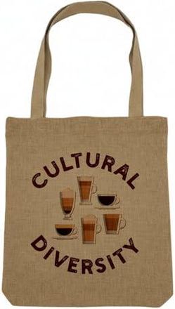 Fabulous Sac Shopping Tote Bag Aspect Lin - Cultural Diversity Caf&eacute; et Diversit&eacute; Tol&eacute;rance - Sac de Courses Toile Epaisse 360g Beige Naturel Cabas Port&eacute; Epaule