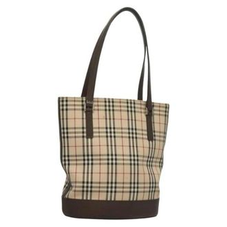 Burberry Pre-owned Toile sacs-main - Femme - Pre-owned - Beige - Taille: ONE Size