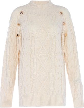 Faina Strickpullover Damen Wollwei&szlig;