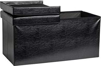 Echtwerk Sitzbank Flex, Polsterbank mit Kunstlederbezug, Hockerbank mit Stauraum, Aufbewahrungstruhe rechteckig, Deckel abnehmbar, schwarz, 38x76x37,5