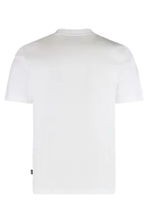 HUGO BOSS Mens Crew Neck Cotton T-Shirt White T-Shirts And Polos